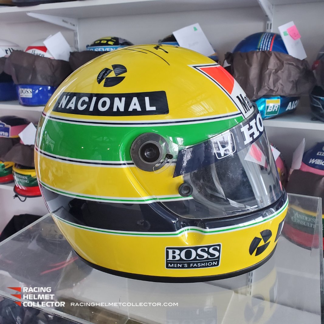Ayrton Senna Signed Directly On Helmet Marlboro 1988 Autographed Displ – ARMORI STEELE | Sports ...