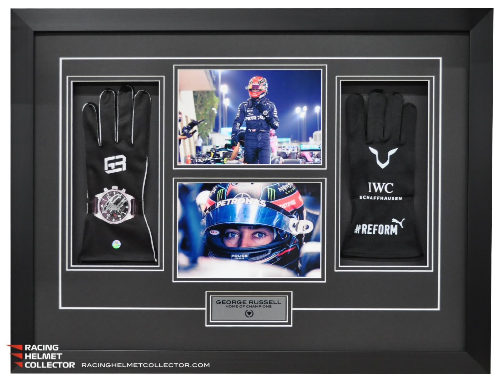 George Russell Signed Black Gloves Replica Fully Wood Framed AS-02441 ...