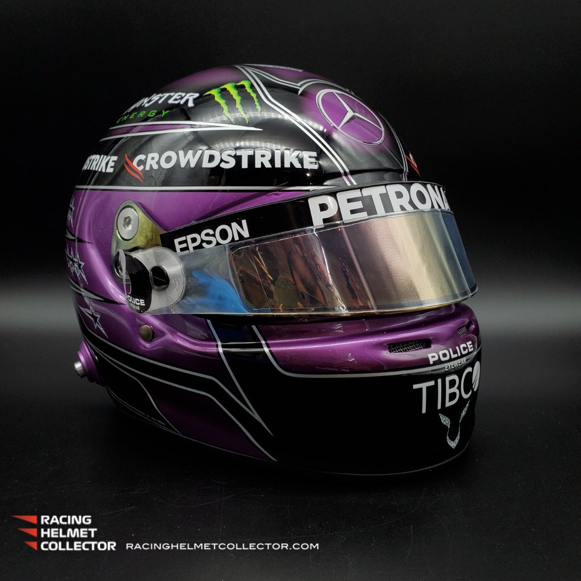 Lewis Hamilton Helmet Race Worn Used Visor Mounted On Promo Helmet Bla ...