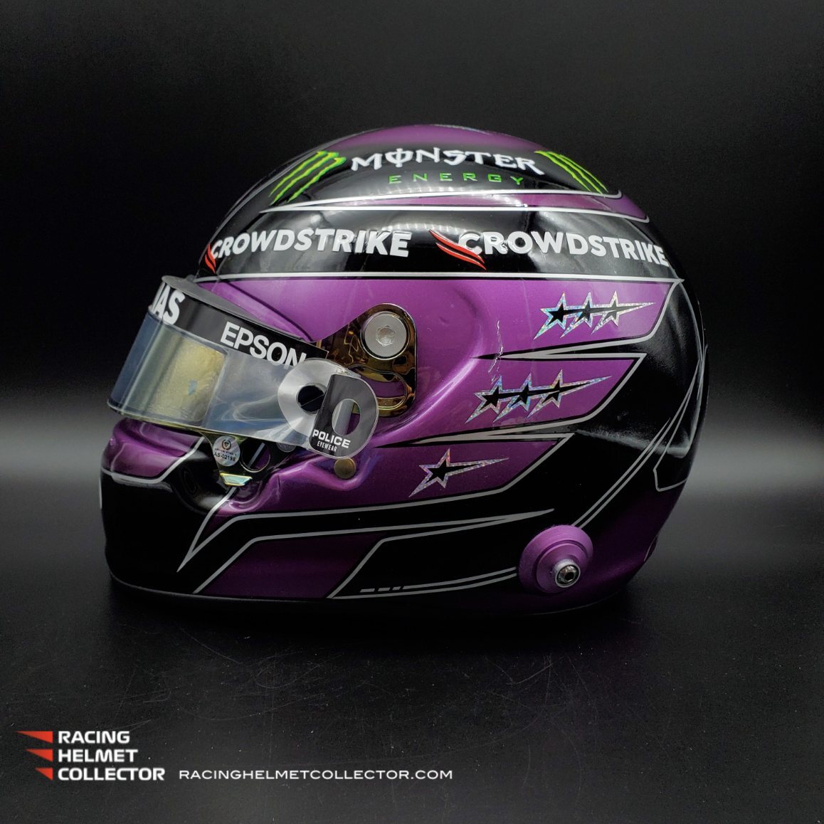 Lewis Hamilton Helmet Race Worn Used Visor Mounted On Promo Helmet Bla ...