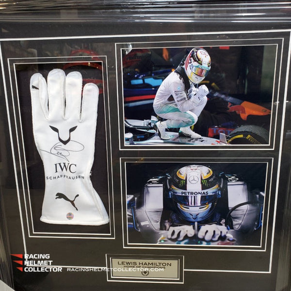 Lewis Hamilton Signed 2021 White Gloves Replica Fully Wood Framed AS-0 ...