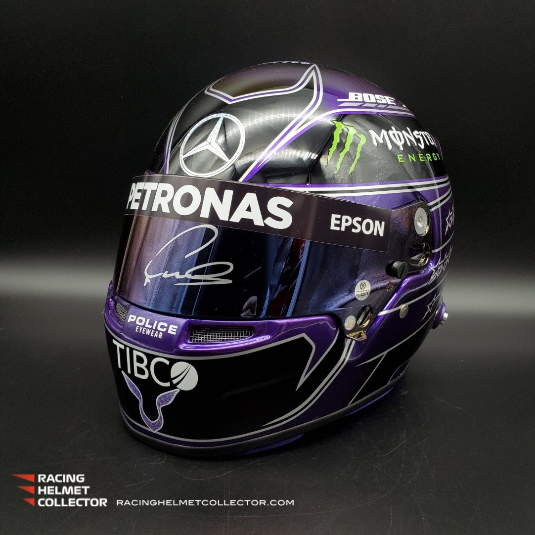 Lewis Hamilton Signed Helmet Race Issued Visor 2020 Mounted on PROMO B ...