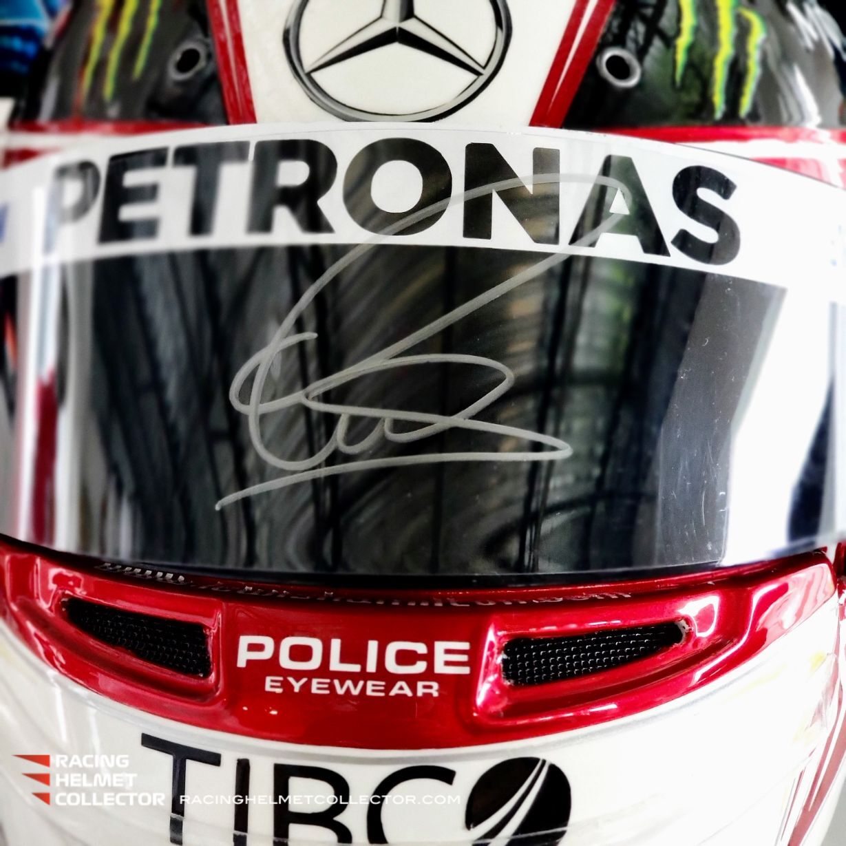 Lewis Hamilton Signed Helmet Visor TEAR-OFF 2019 White Silverstone Eng ...