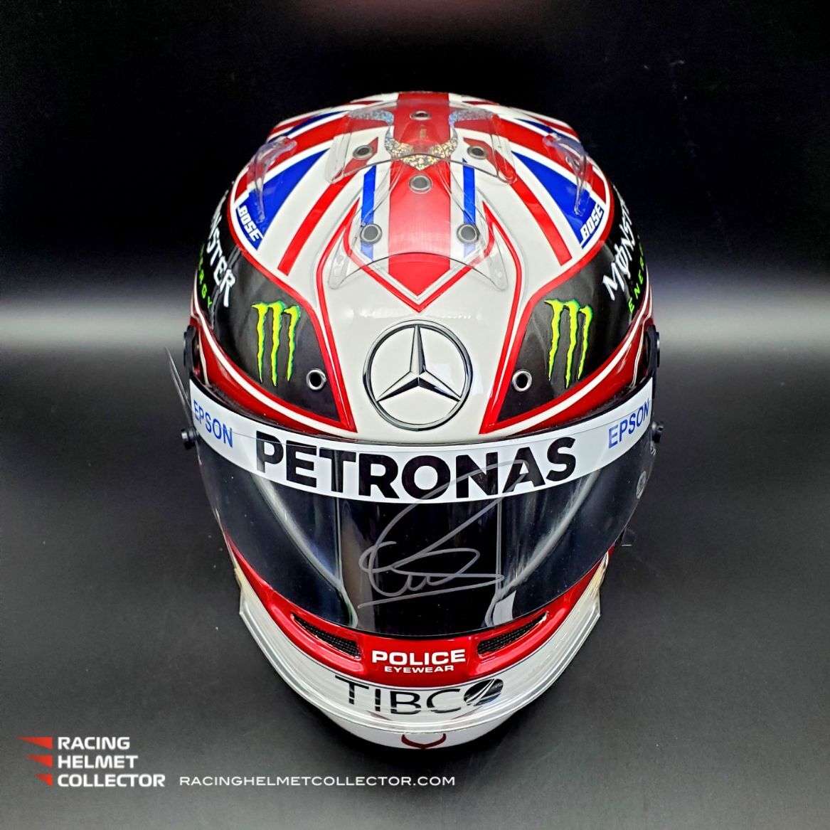 Lewis Hamilton Signed Helmet Visor TEAR-OFF 2019 White Silverstone Eng ...