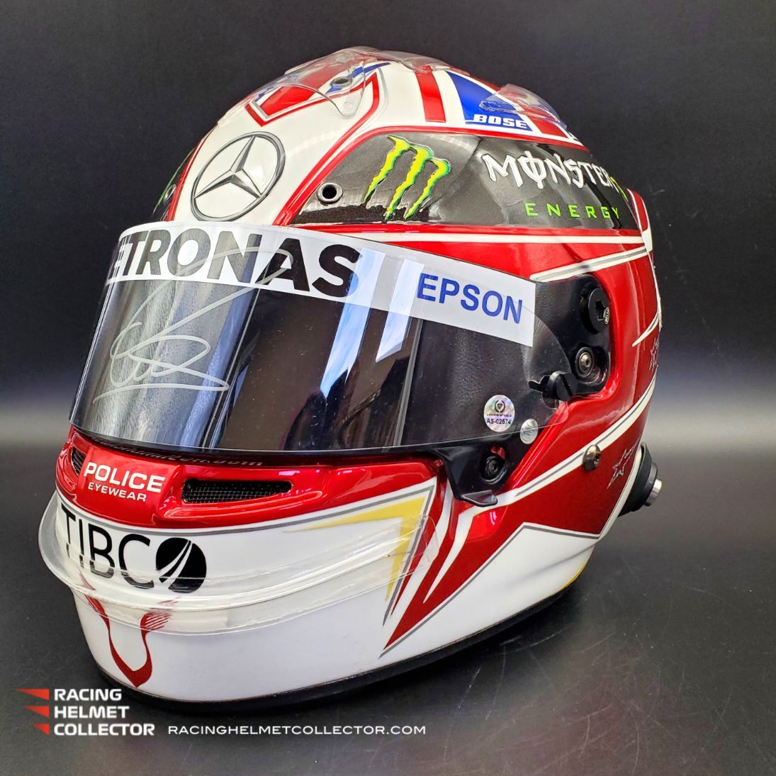 Lewis Hamilton Signed Helmet Visor TEAR-OFF 2019 White Silverstone Eng ...