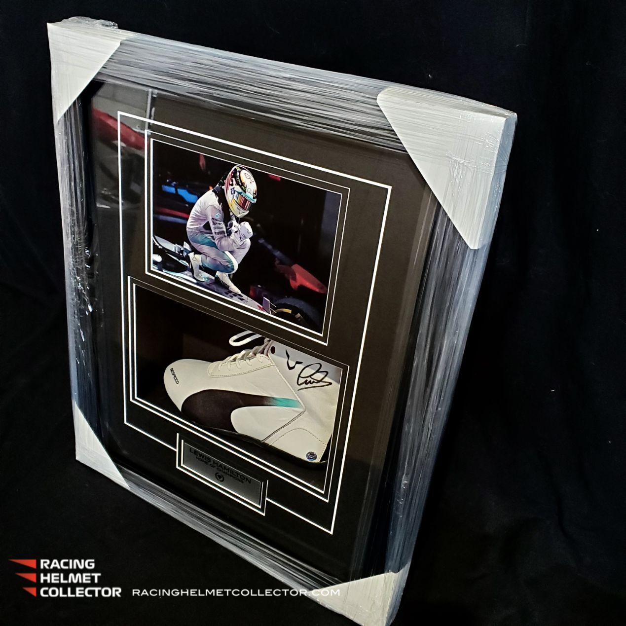 Lewis Hamilton Signed Replica Puma Shoe Fully Wood Framed V2 AS-00424 ...