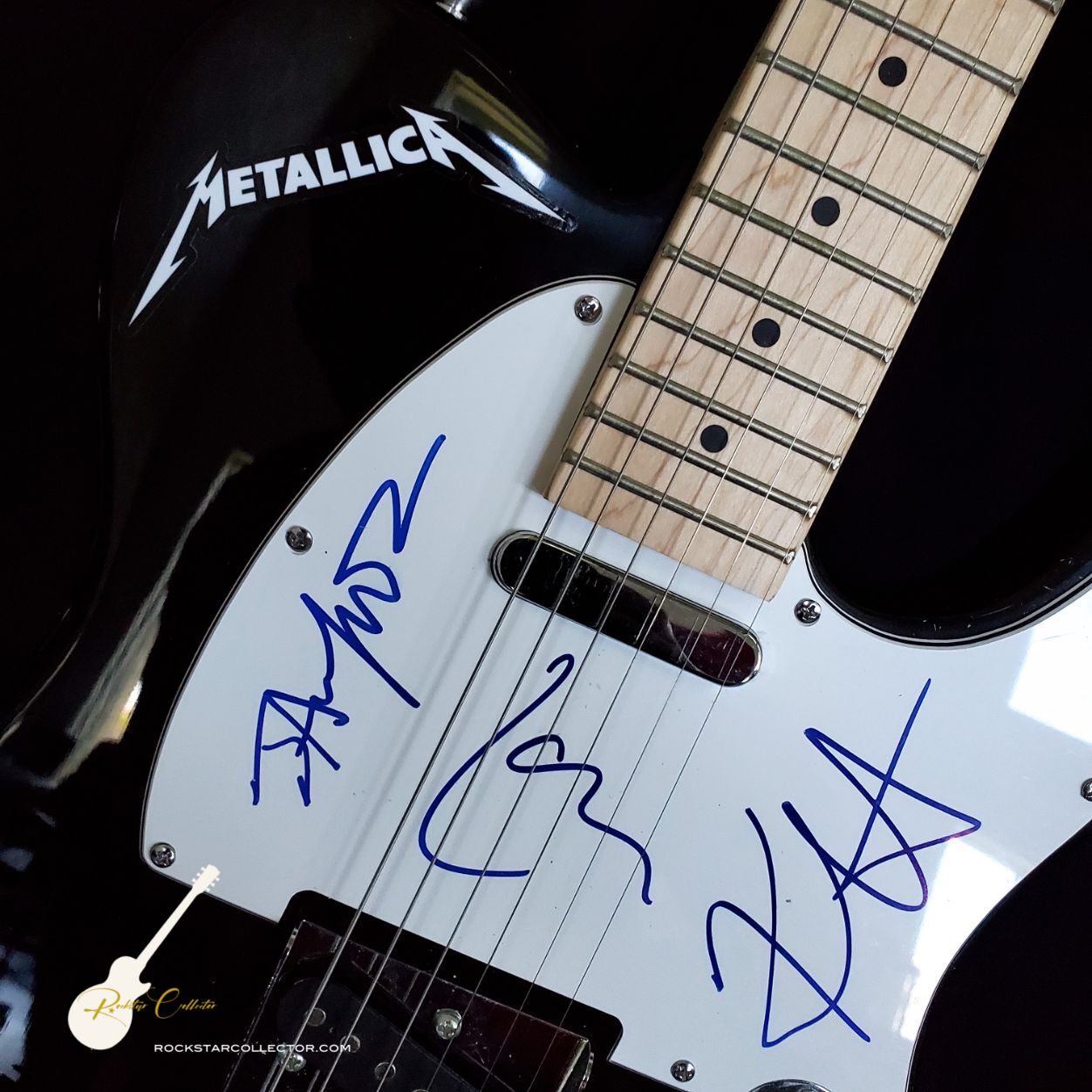 Metallica Signed Guitar Frame Premium Autographed Black & White Teleca ...