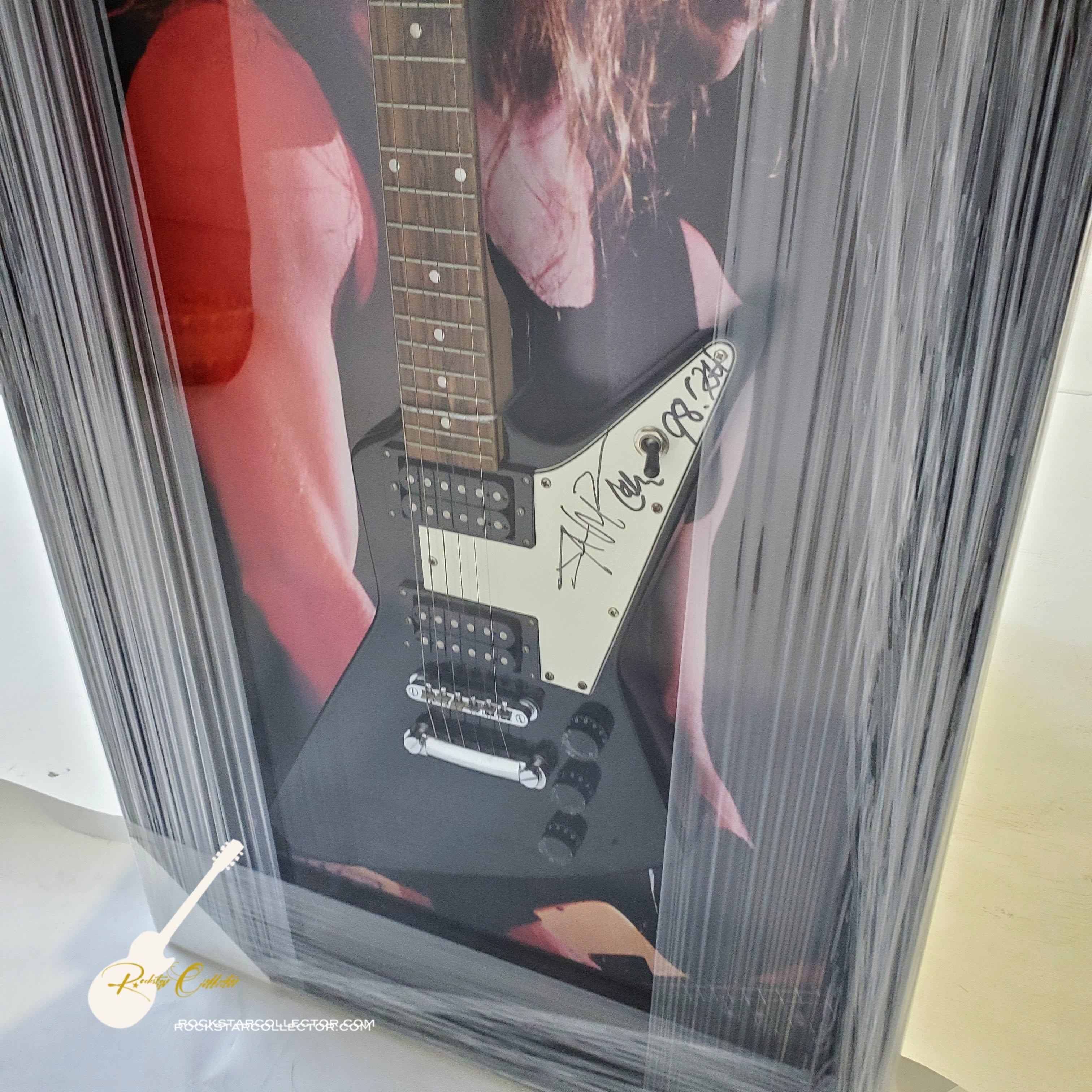 Metallica Signed Guitar Frame Premium ESP Gibson Explorer Replica Hetf ...