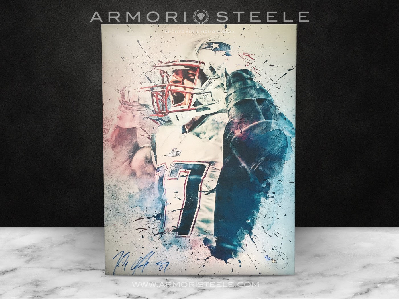 "DOMINANT" ROB "GRONK" GRONKOWSKI SIGNED SPORTS ART CANVAS BY ARTIST M ...