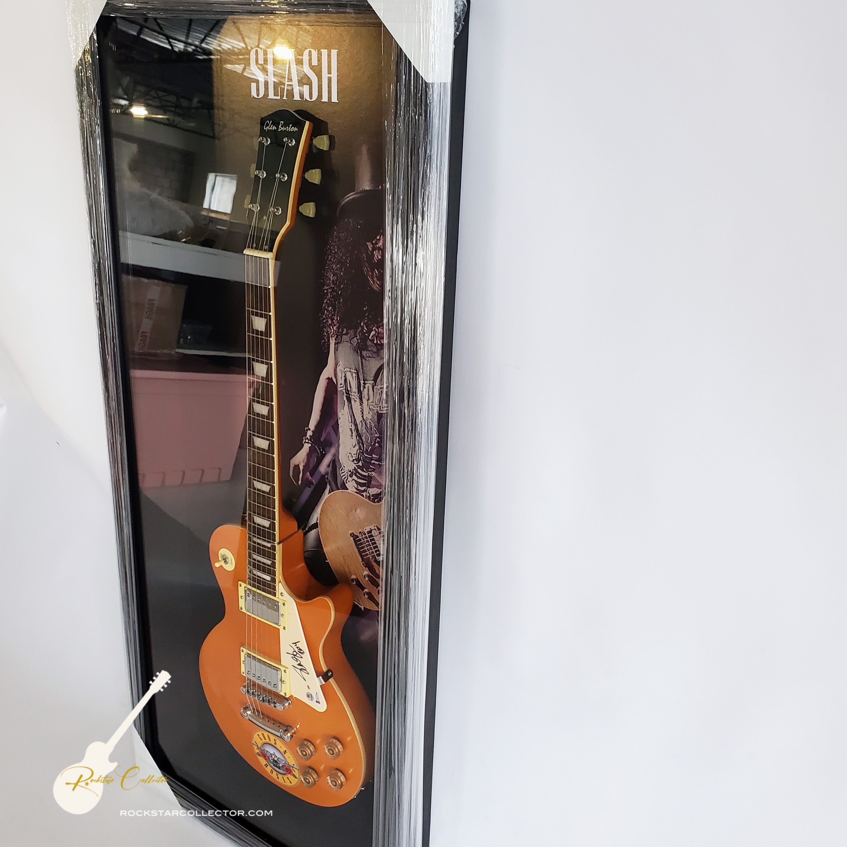 Slash Guns N' Roses Signed Guitar Frame Premium Autographed Gold Gibso ...