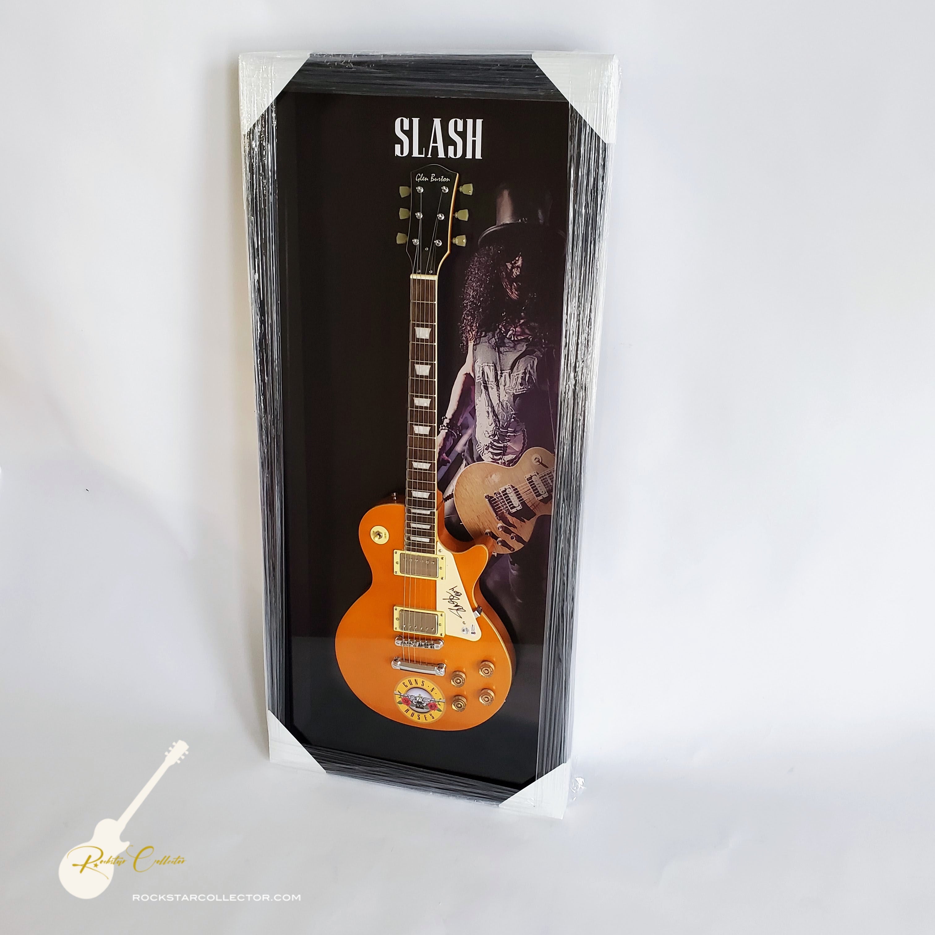 Slash Guns N' Roses Signed Guitar Frame Premium Autographed Gold Gibso ...